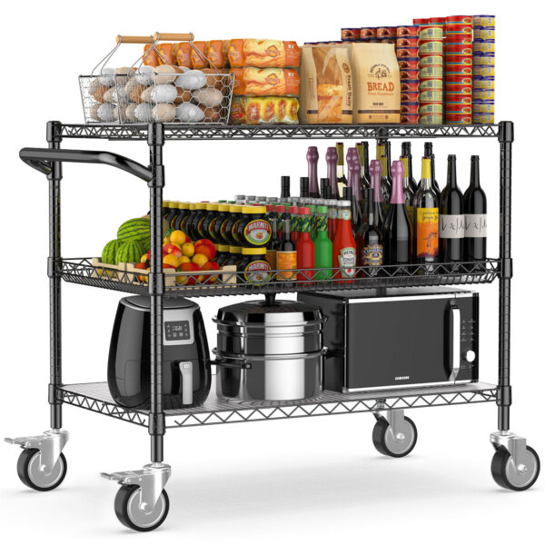 Leteuke Heavy Duty 3 Tier Rolling Cart with Wheels, NSF Certified ...